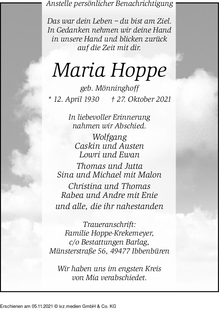 IVZ-Trauer | Maria Hoppe